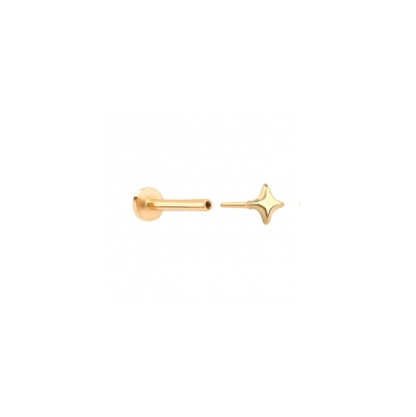 14K Solid Gold Tiny Omega Star Piercing – Twilight London