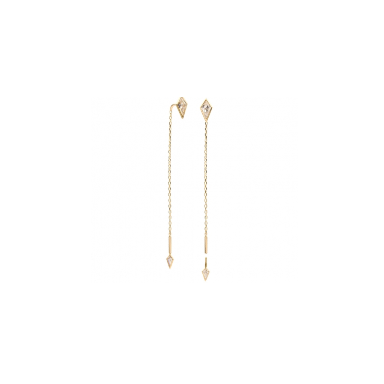 14K Solid Gold Zion Crystal Threader Piercing – Twilight London