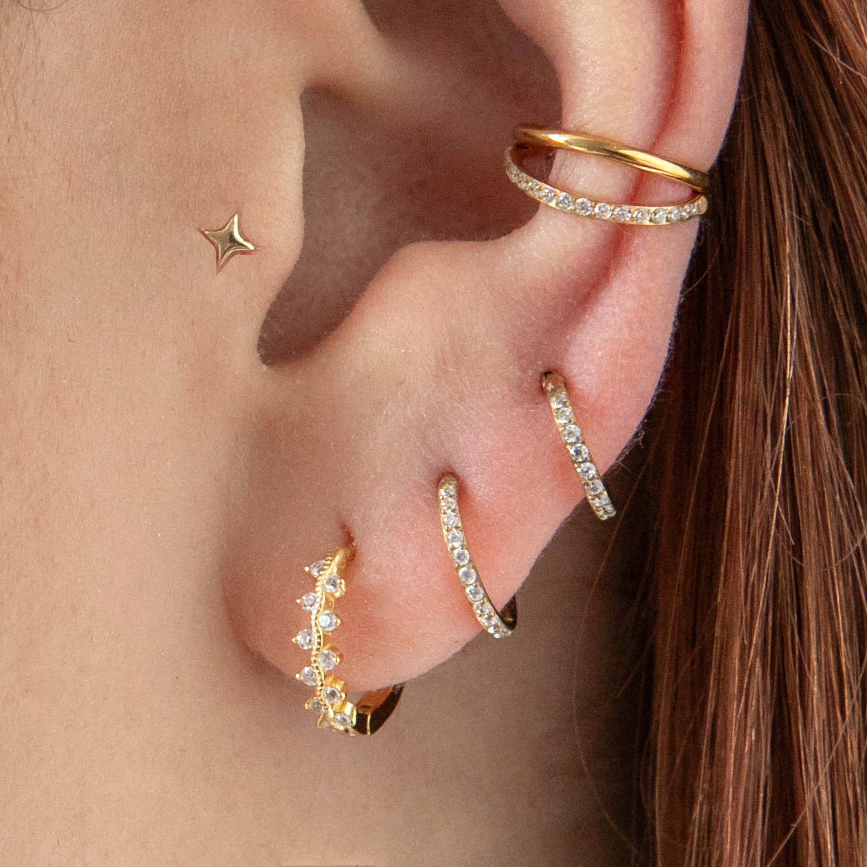 14K Solid Gold 1.5mm Bezel Crystal Piercing – Twilight London