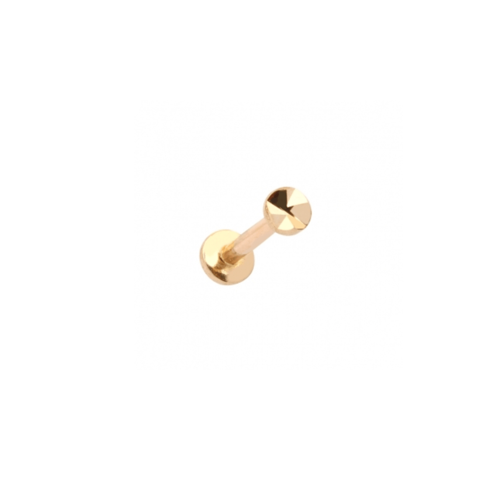 14K Solid Gold Stacked Lobe Disco Labret Piercing – Twilight London