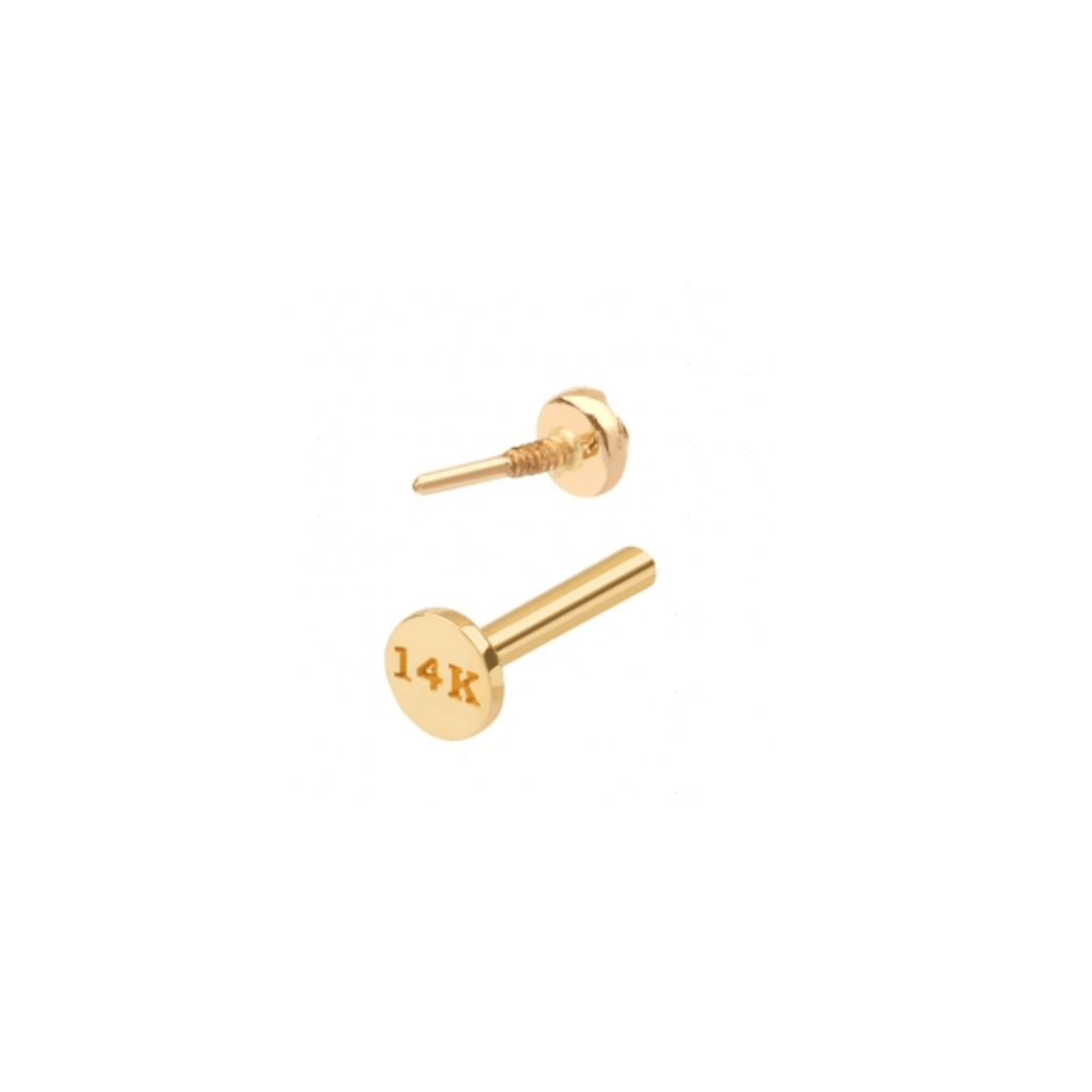 14K Solid Gold Stacked Lobe Disco Labret Piercing – Twilight London